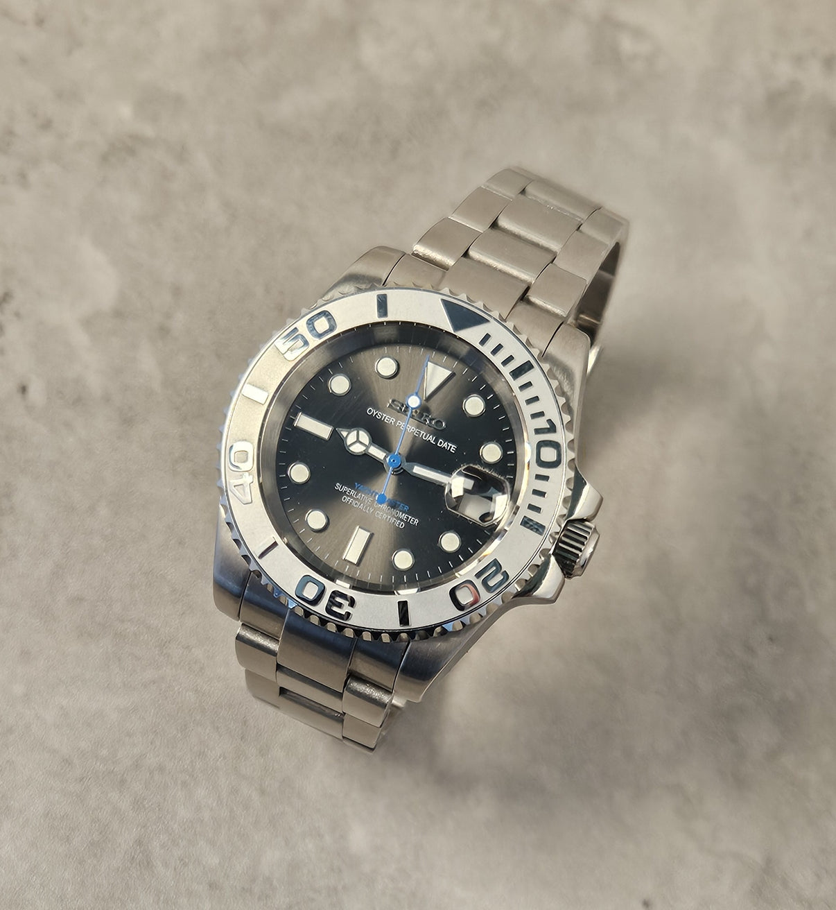 Yachtmaster Seiko Custom Mod Watch, Grey – Sunshine Custom Watch