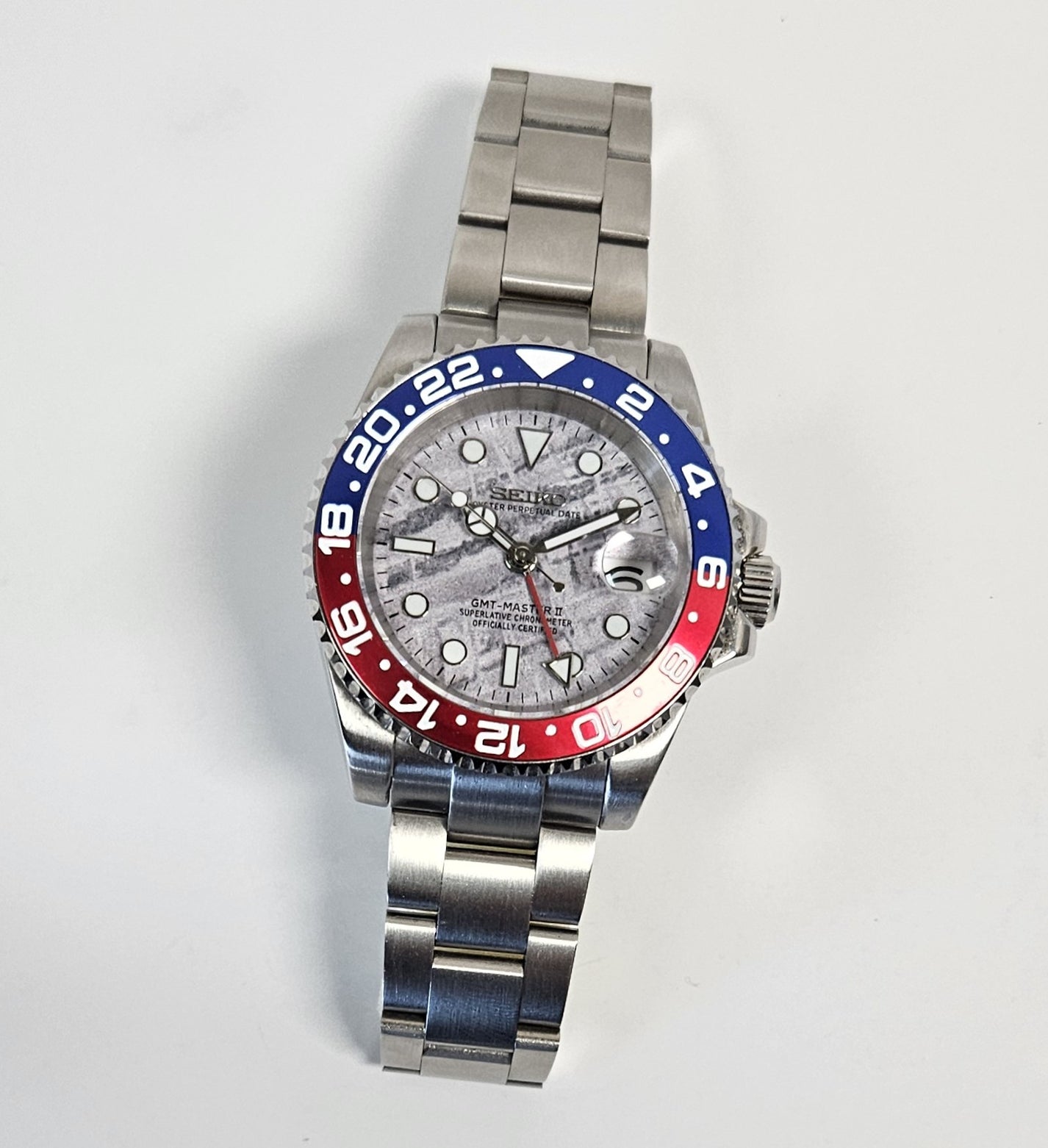 GMT Meteorite Seiko Custom Mod Pepsi - NH34A Automatic GMT Movement ...