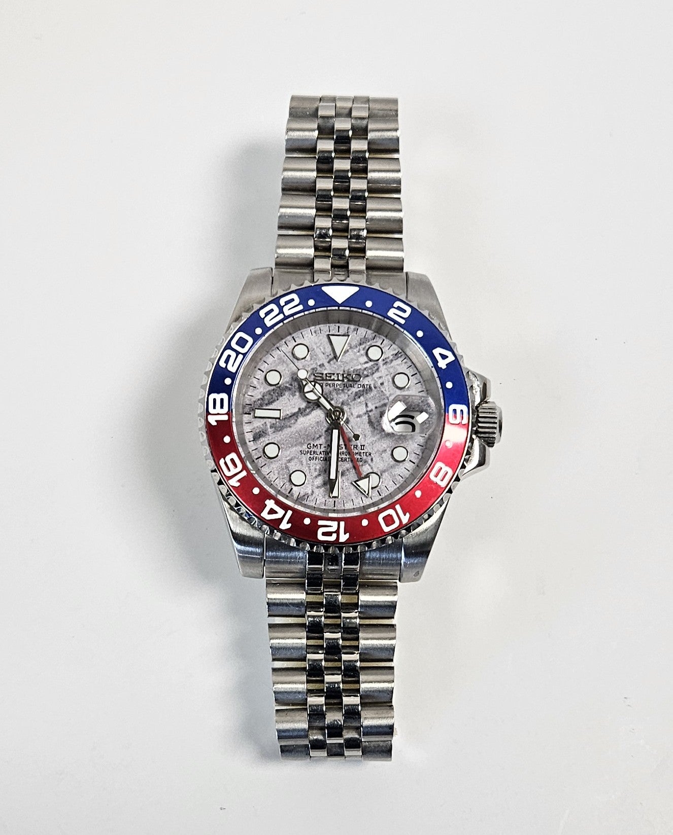 GMT Meteorite Seiko Custom Mod Pepsi - NH34A Automatic GMT Movement ...