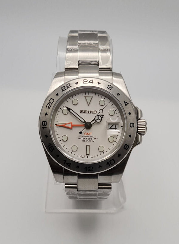 GMT Explorer II Seiko Custom Watch-Seiko NH34 Automatic GMT Movement ...
