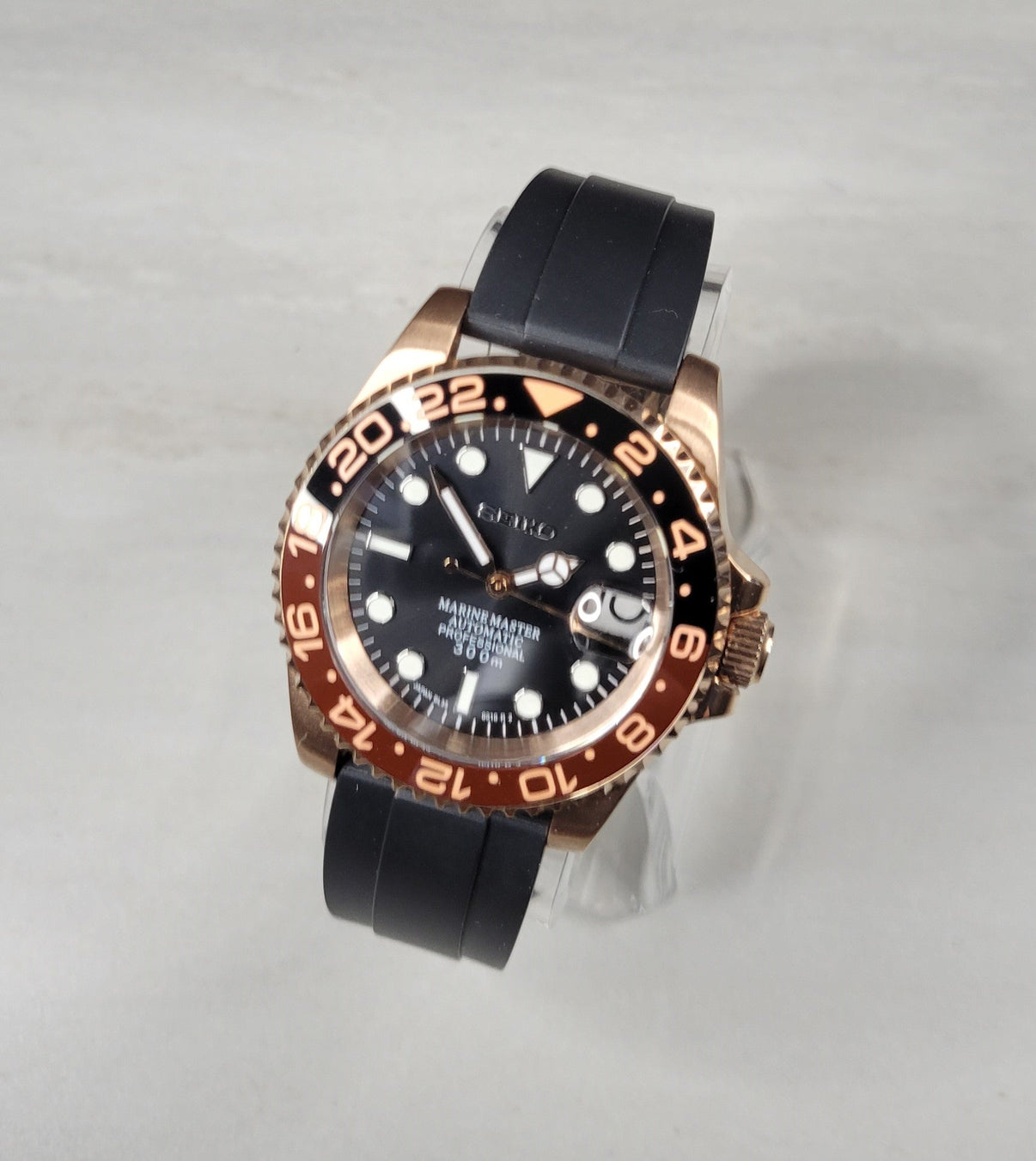 Seiko Custom Mod Watch, Rose Gold Root Beer – Sunshine Custom Watch